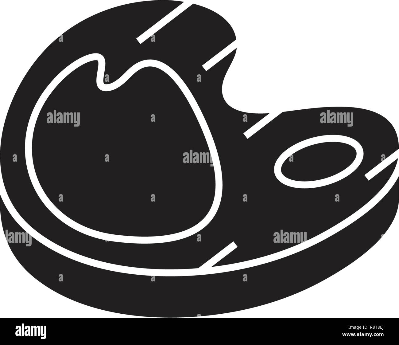 Grilled steak black vector concept icon. Grilled steak flat ...