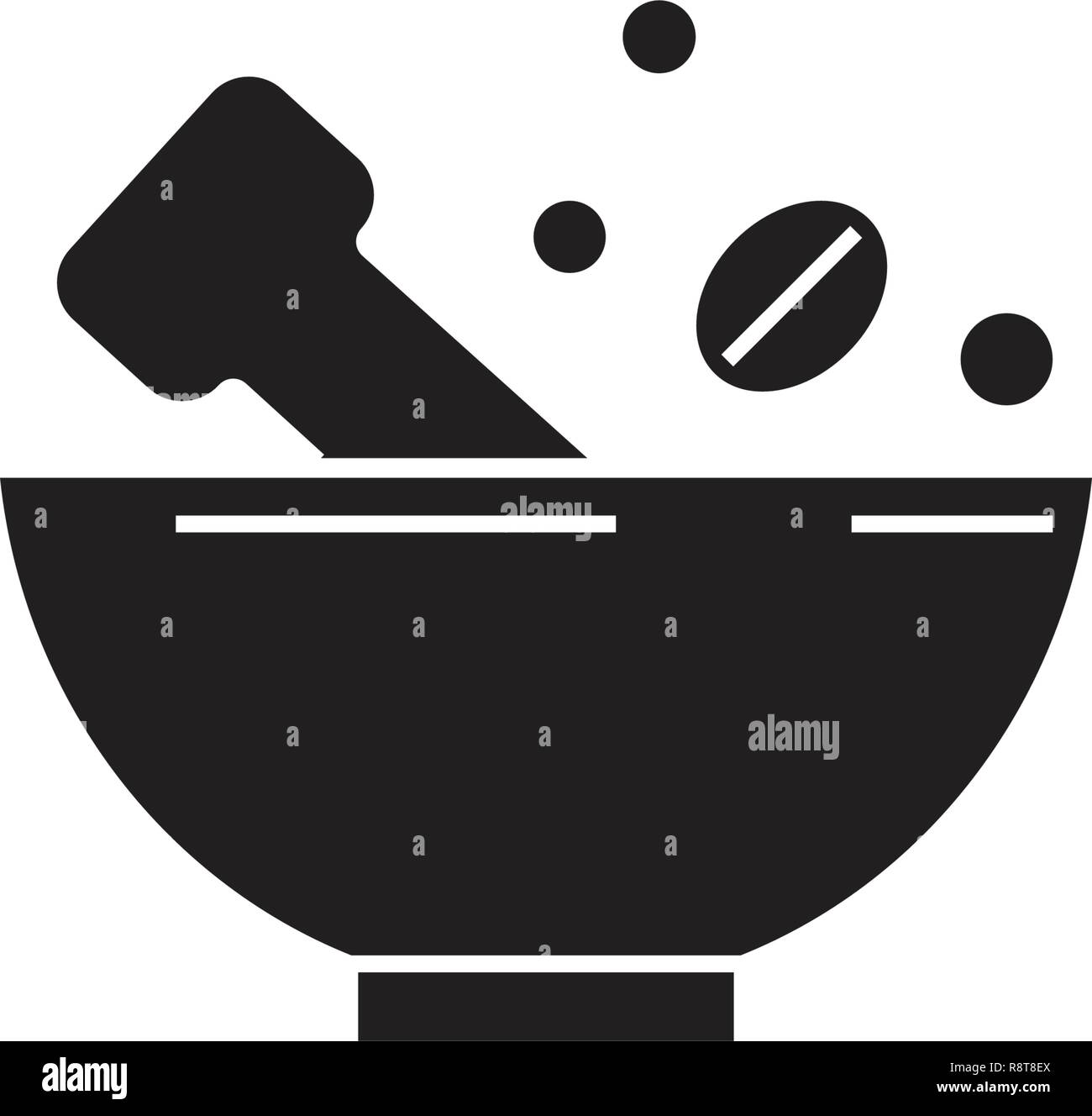 Grinding spices black vector concept icon. Grinding spices flat ...