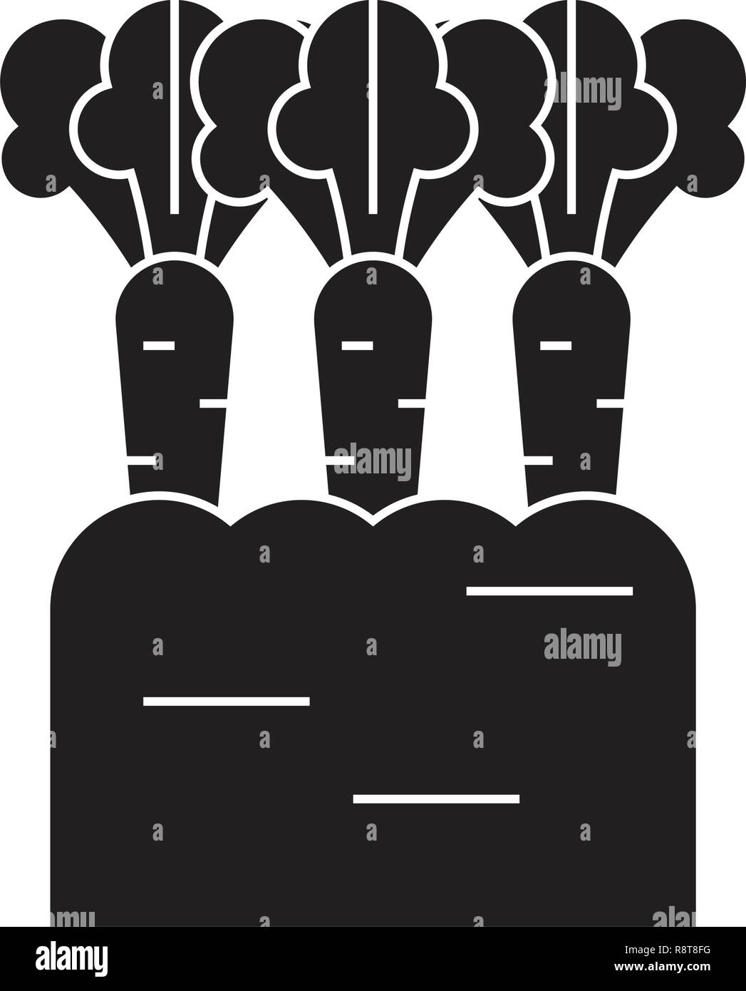 Growing carrots black vector concept icon. Growing carrots flat ...