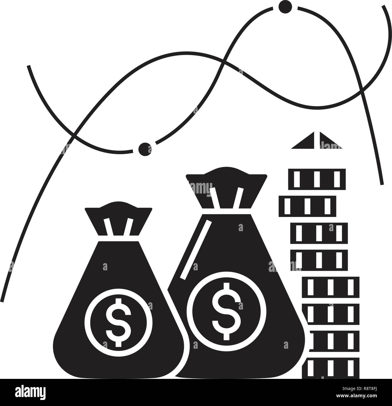 Growing money black vector concept icon. Growing money flat ...