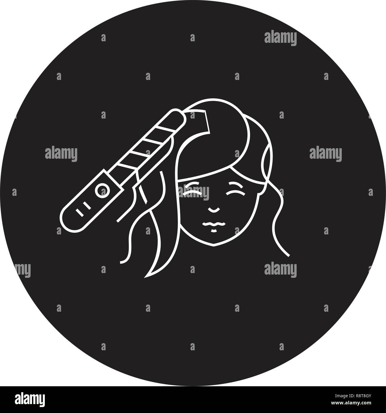 Hair styling black vector concept icon. Hair styling flat illustration ...
