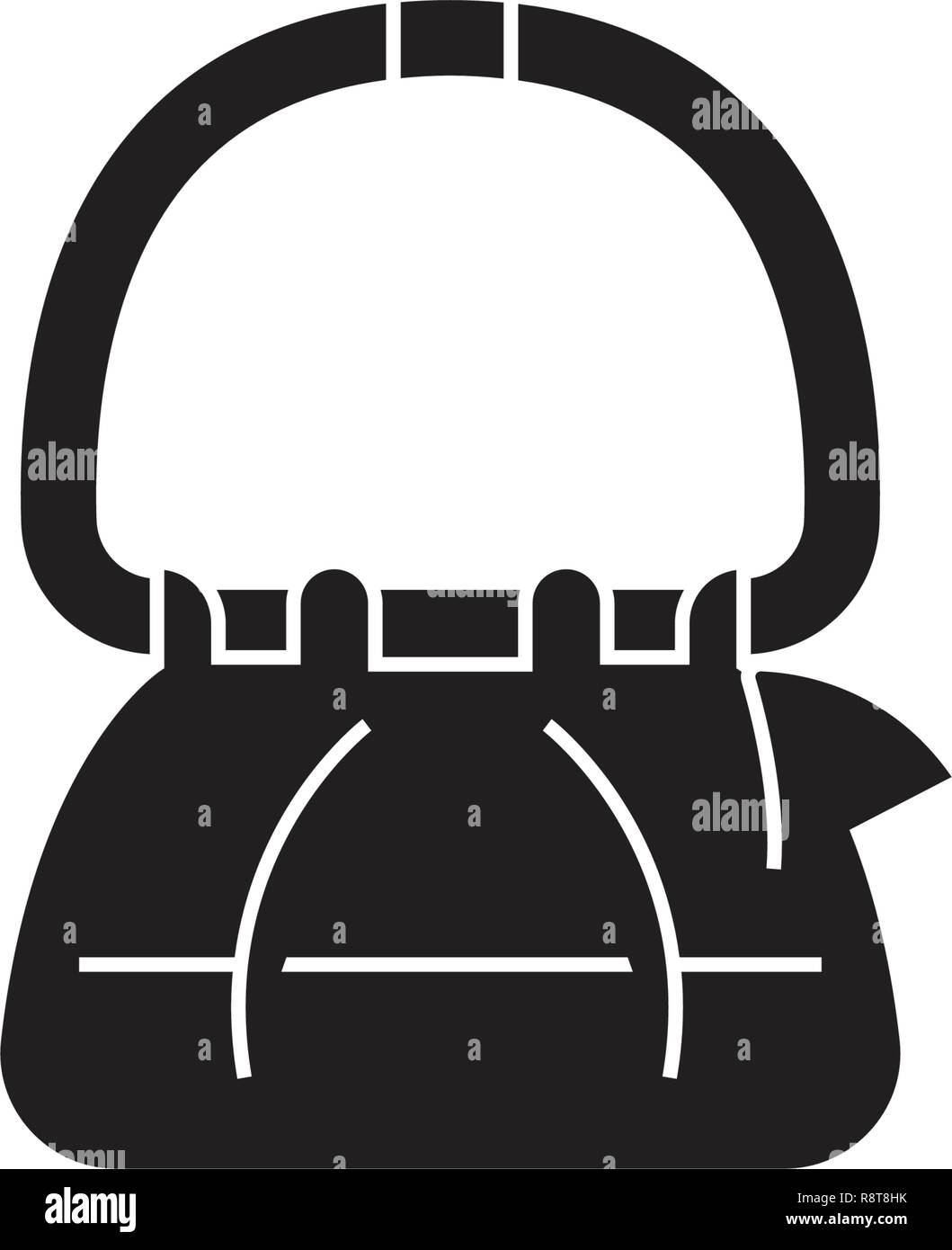 Hand bag black vector concept icon. Hand bag flat illustration, sign ...