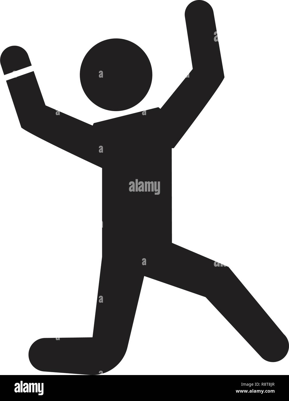 Happy man jumping black vector concept icon. Happy man jumping flat ...