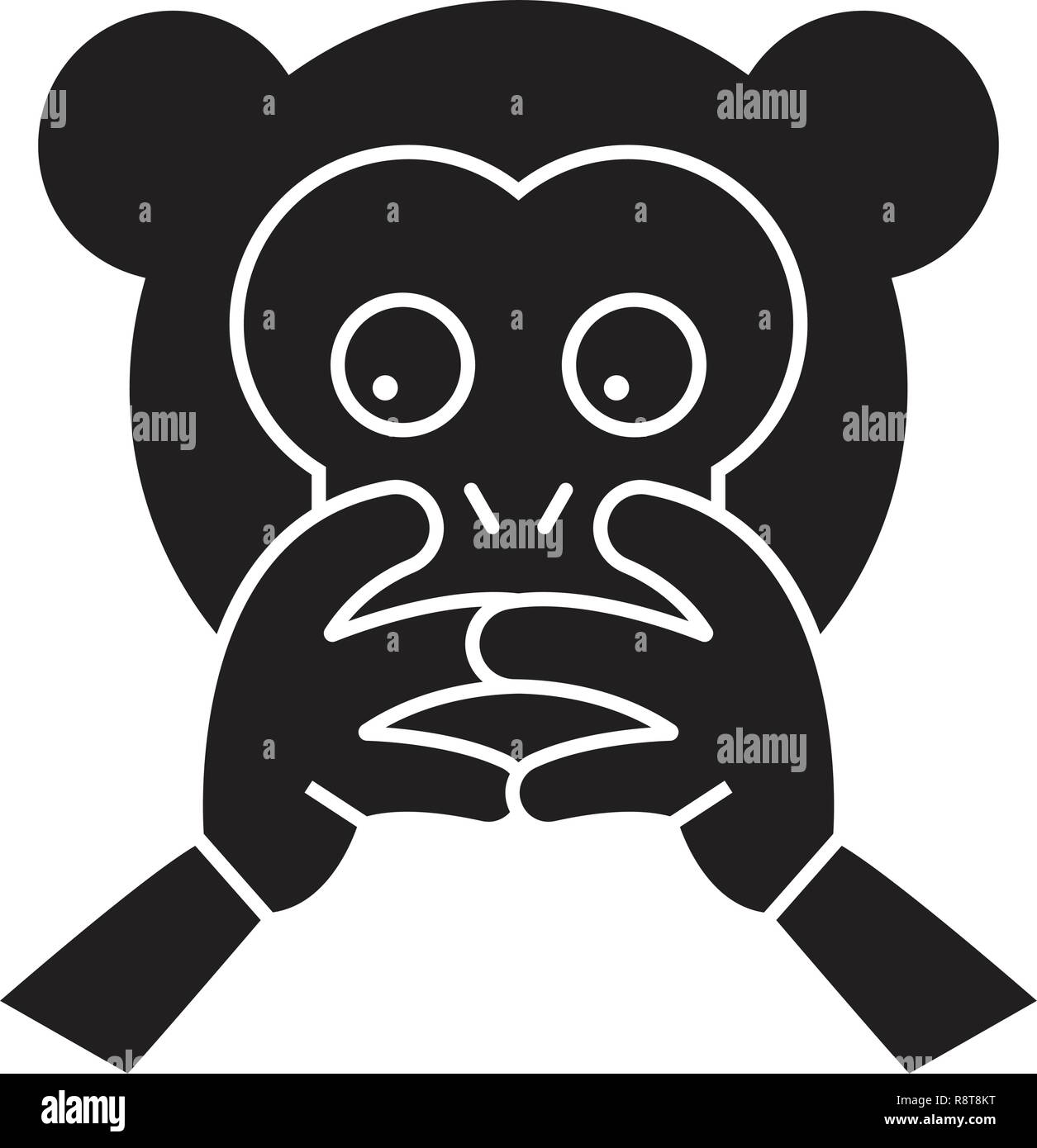 Hear No Evil Emoji Black Vector Concept Icon Hear No Evil Emoji Flat