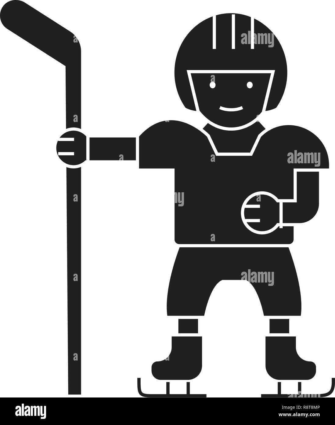 Hockey player black vector concept icon. Hockey player flat ...