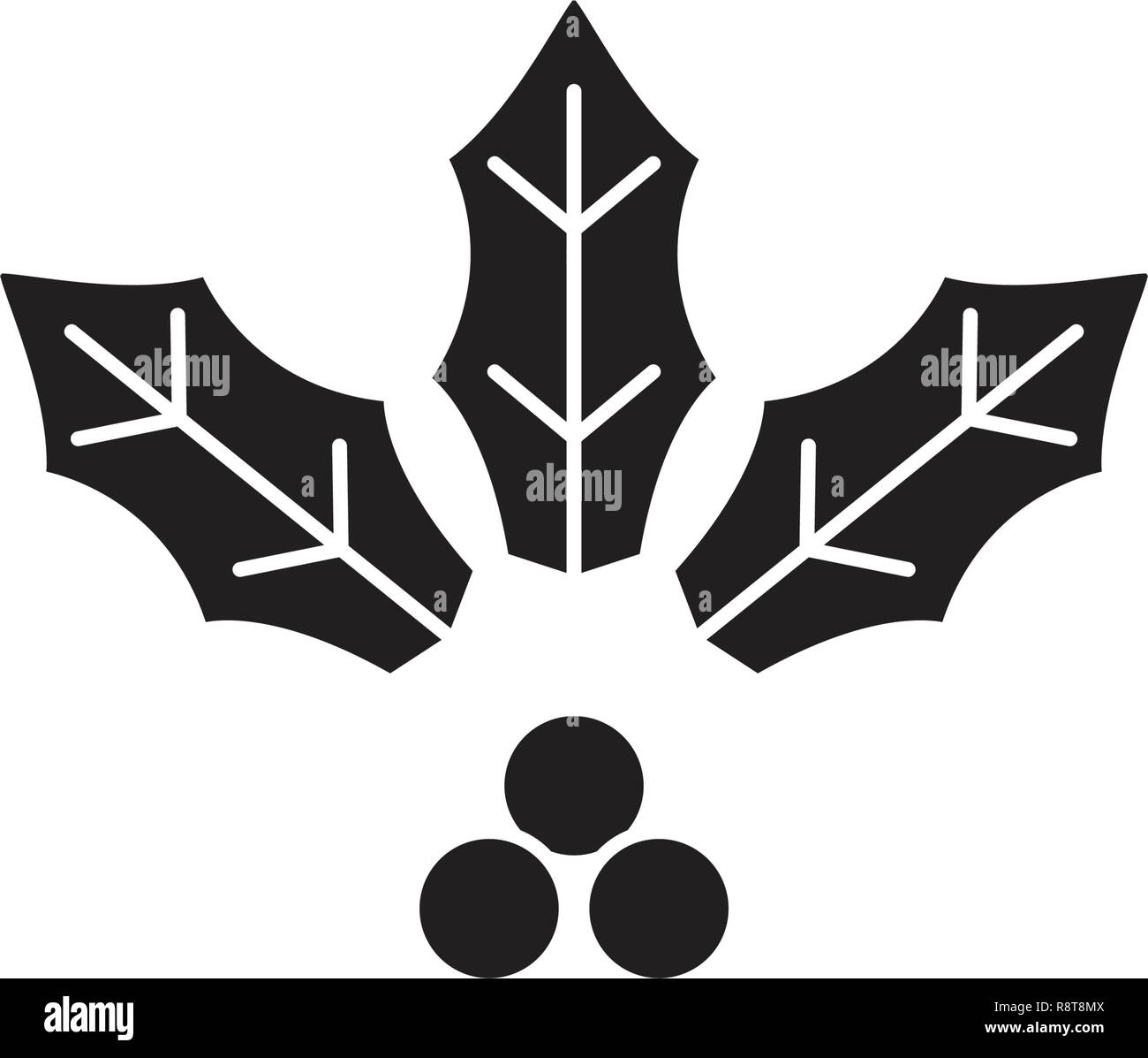 Holly flower black vector concept icon. Holly flower flat illustration ...