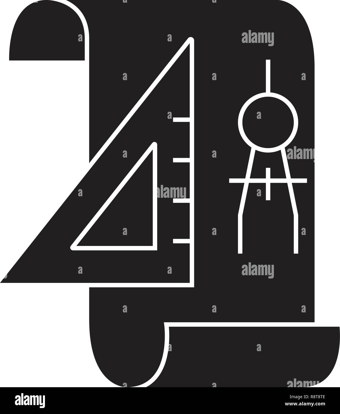 Interior design plan black vector concept icon. Interior design plan ...