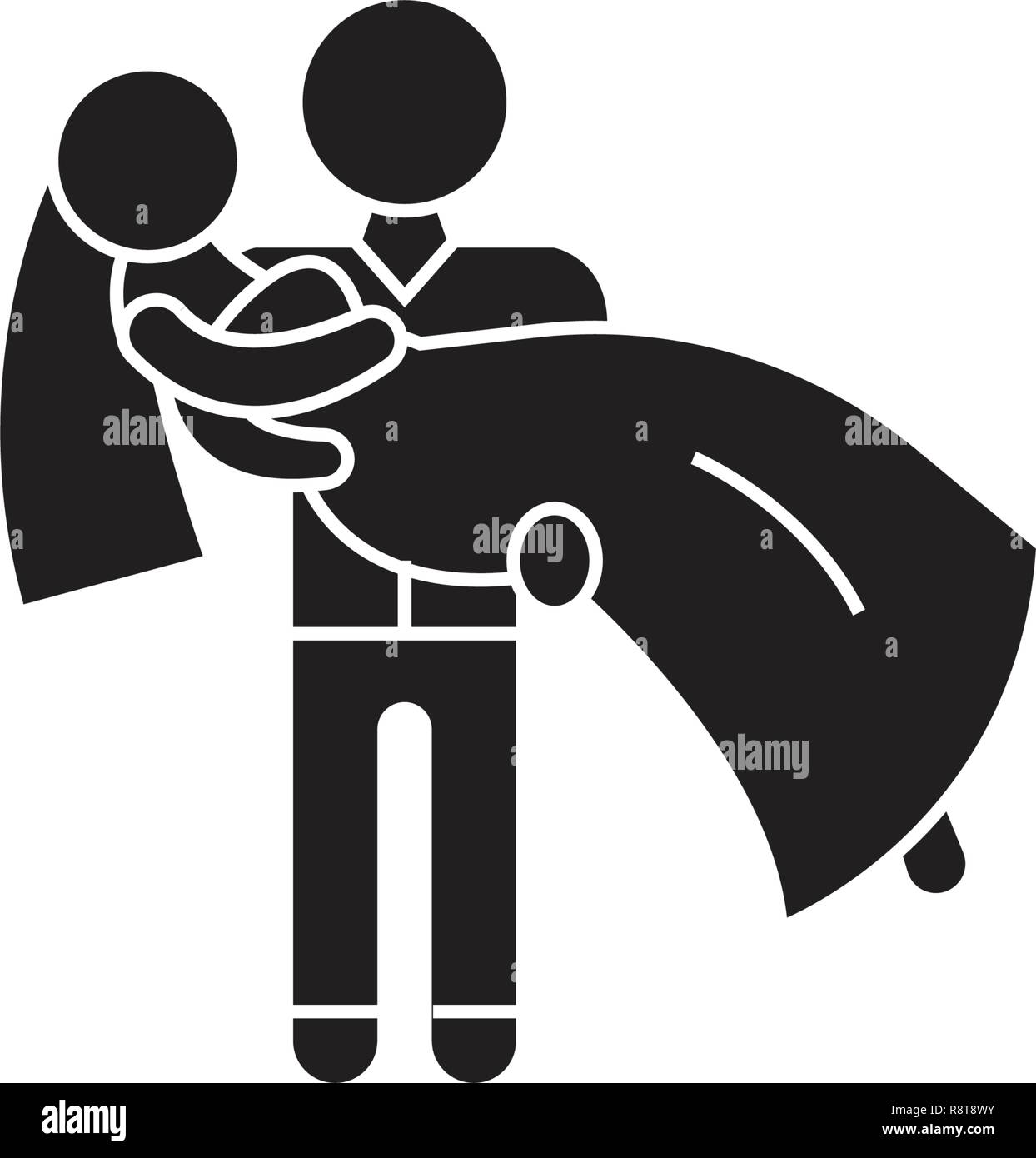 Just married black vector concept icon. Just married flat illustration ...