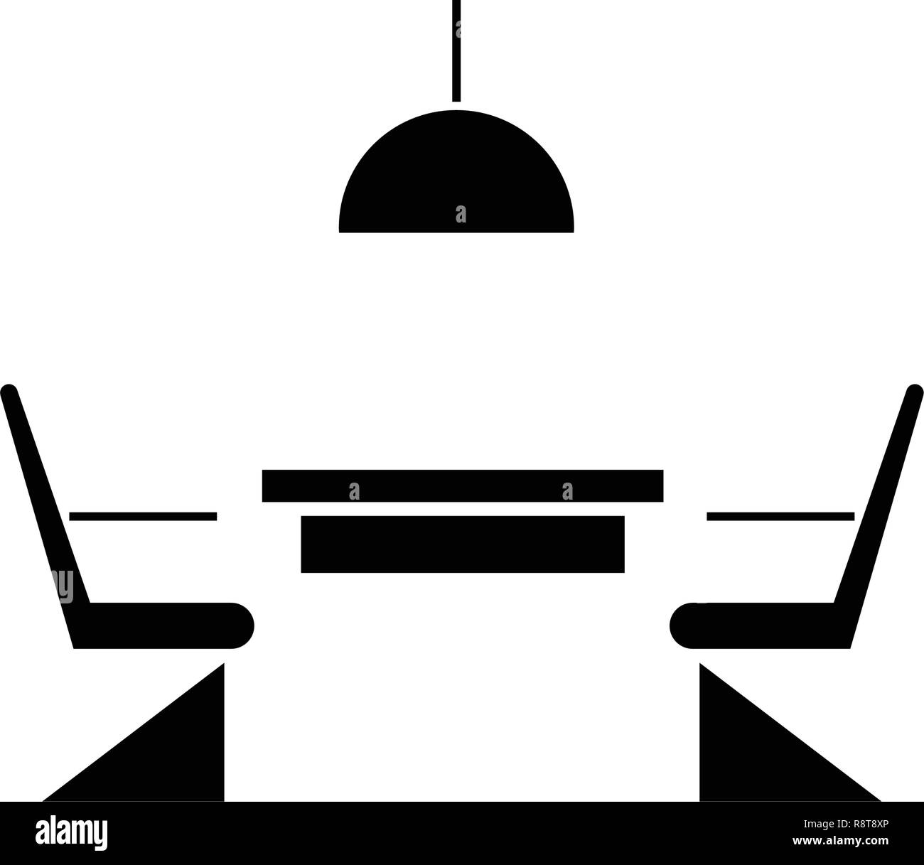 Kitchen table with chairs black vector concept icon. Kitchen table with ...