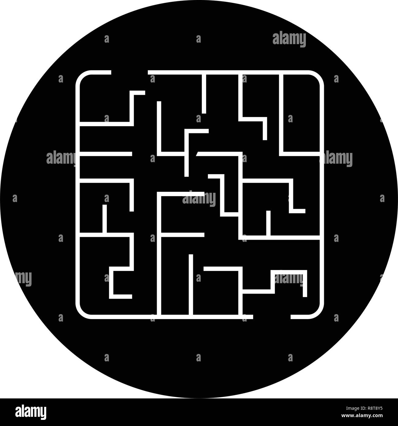 Labyrinth black vector concept icon. Labyrinth flat illustration, sign ...