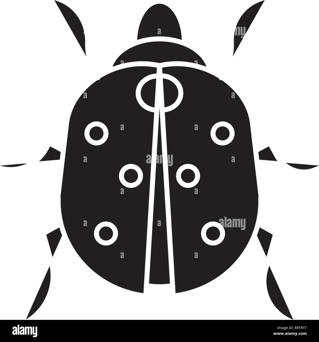 Ladybug black vector concept icon. Ladybug flat illustration, sign ...