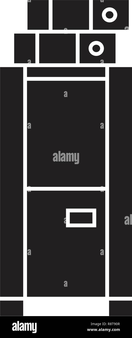 Locker, cabinet black vector concept icon. Locker, cabinet flat ...