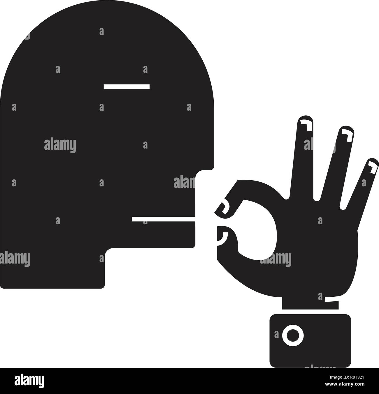 Man kissing fingers black vector concept icon. Man kissing fingers flat ...