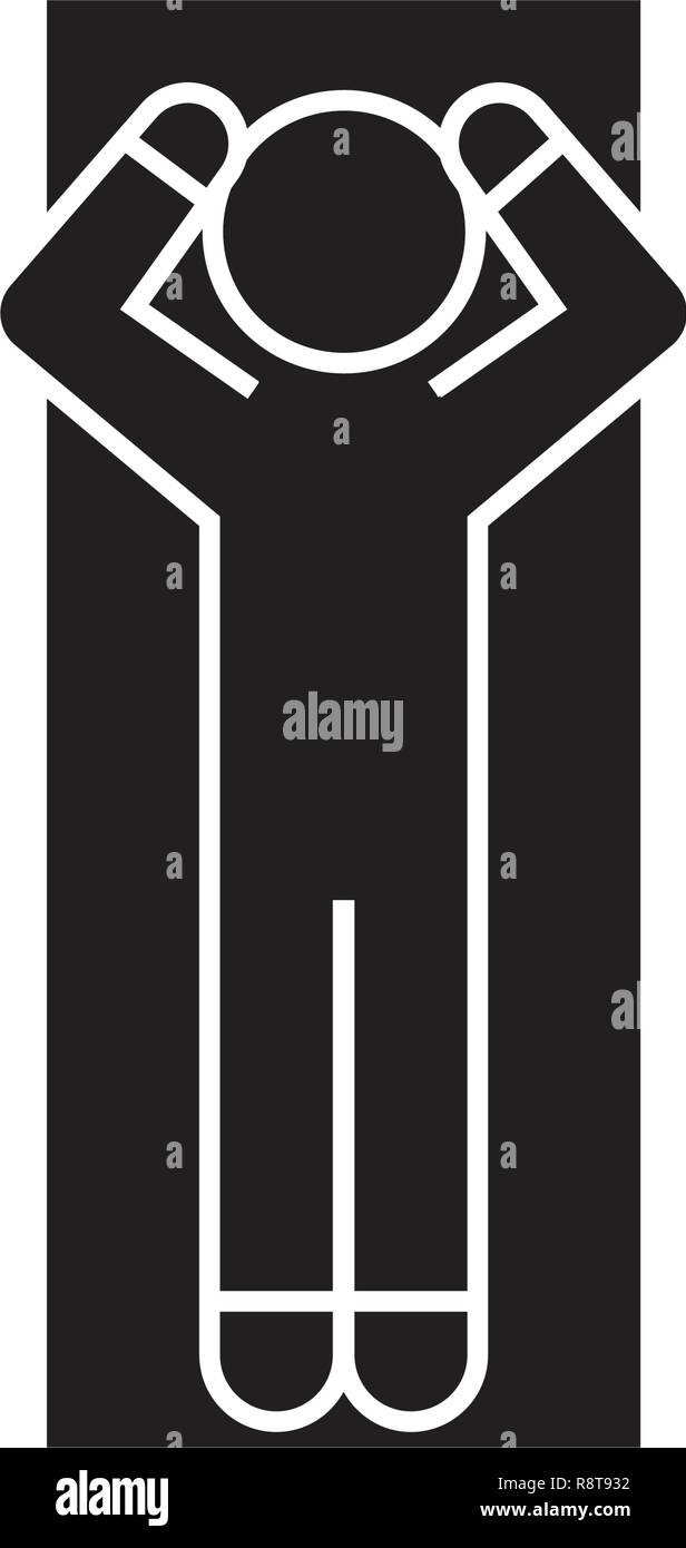 Man relaxing on beach black vector concept icon. Man relaxing on beach ...