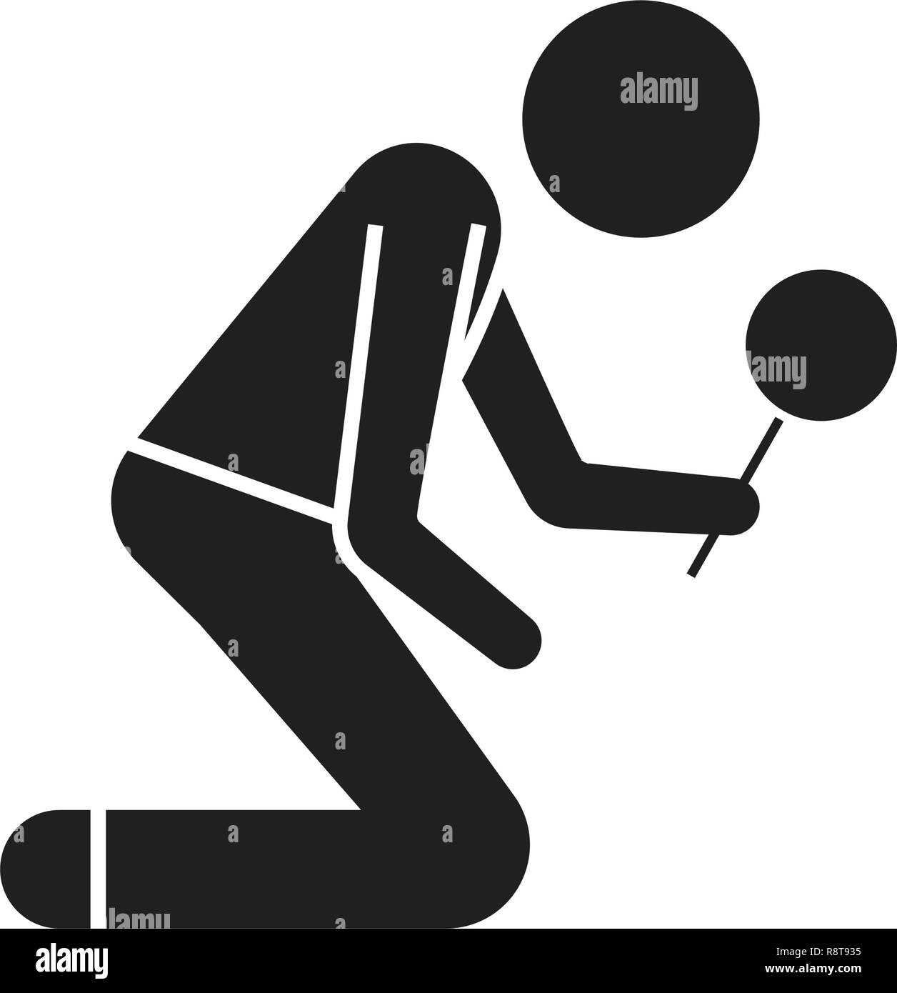 Man searching with magnifying glass black vector concept icon. Man ...