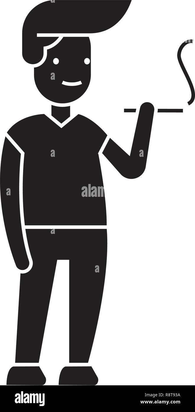 Man smoking black vector concept icon. Man smoking flat illustration ...