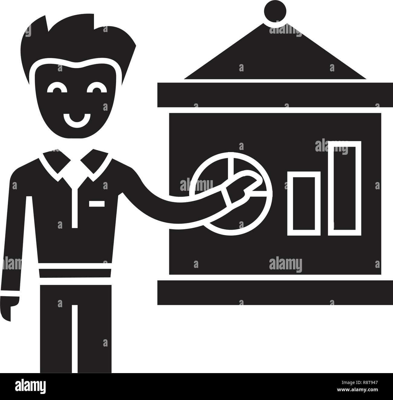 Management report black vector concept icon. Management report flat ...