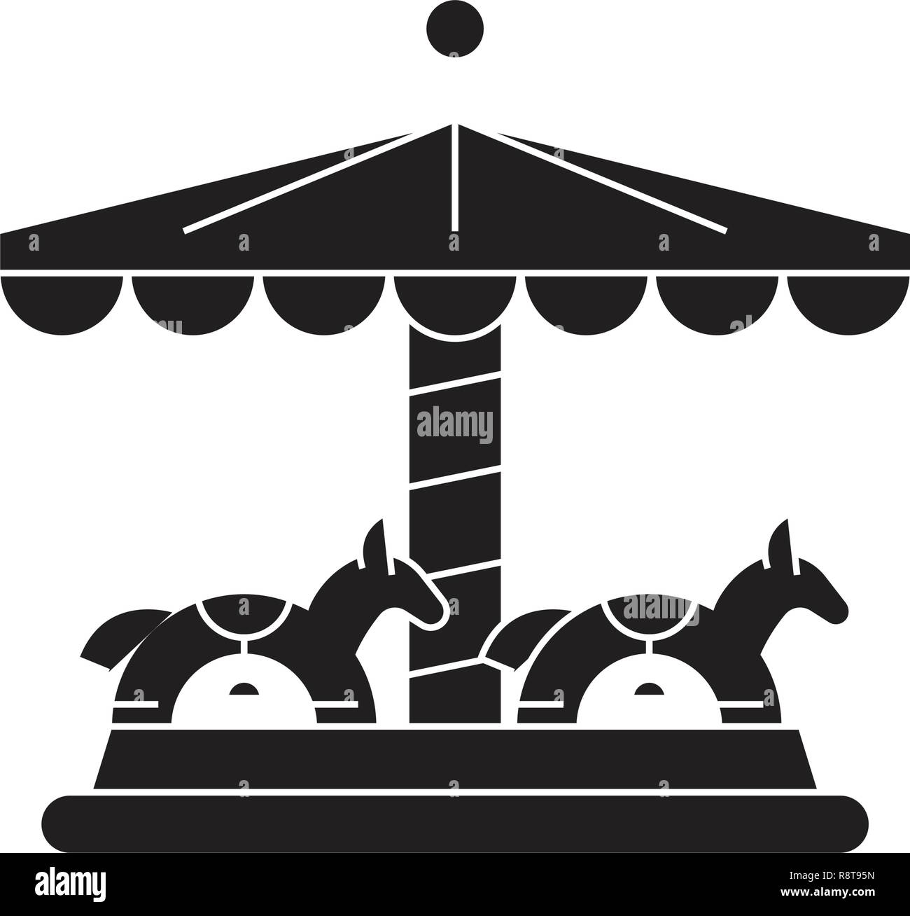 Merry-go-round black vector concept icon. Merry-go-round flat ...