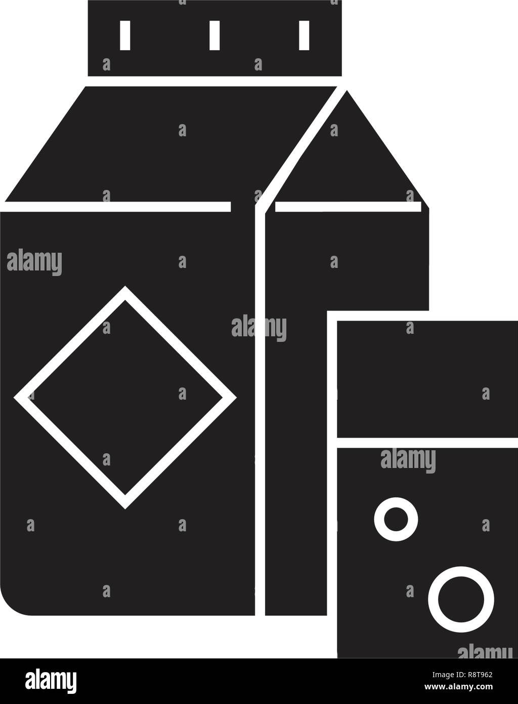 Milk carton black vector concept icon. Milk carton flat illustration ...