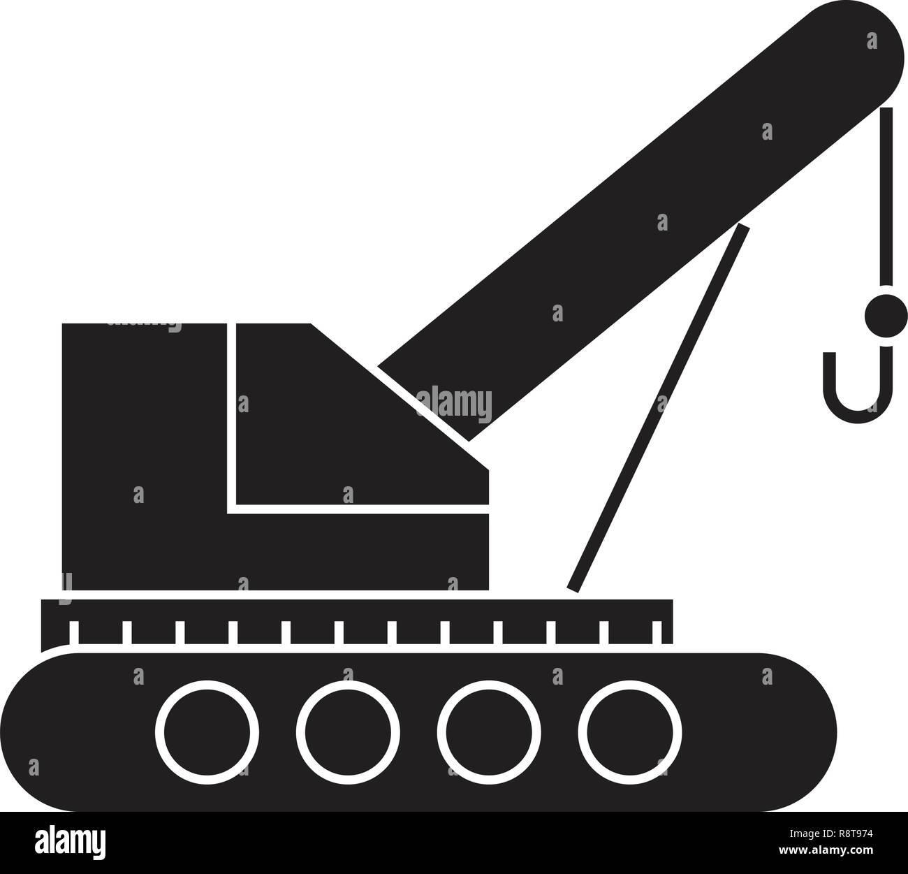 Mobile crane black vector concept icon. Mobile crane flat illustration ...
