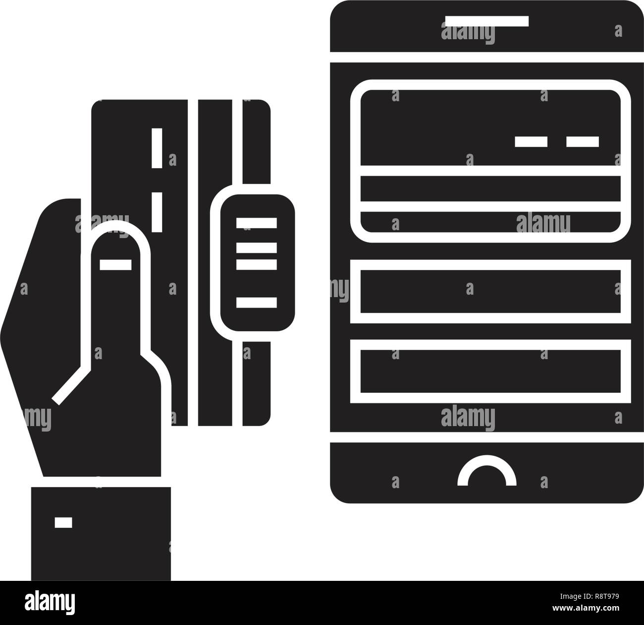 Mobile payment black vector concept icon. Mobile payment flat ...