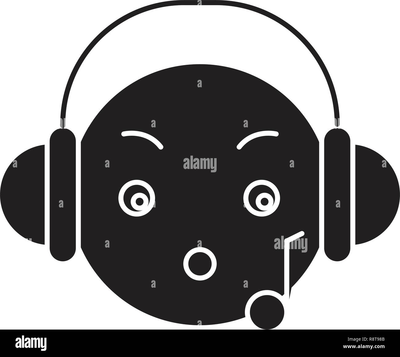 Music listening emoji black vector concept icon. Music listening emoji ...