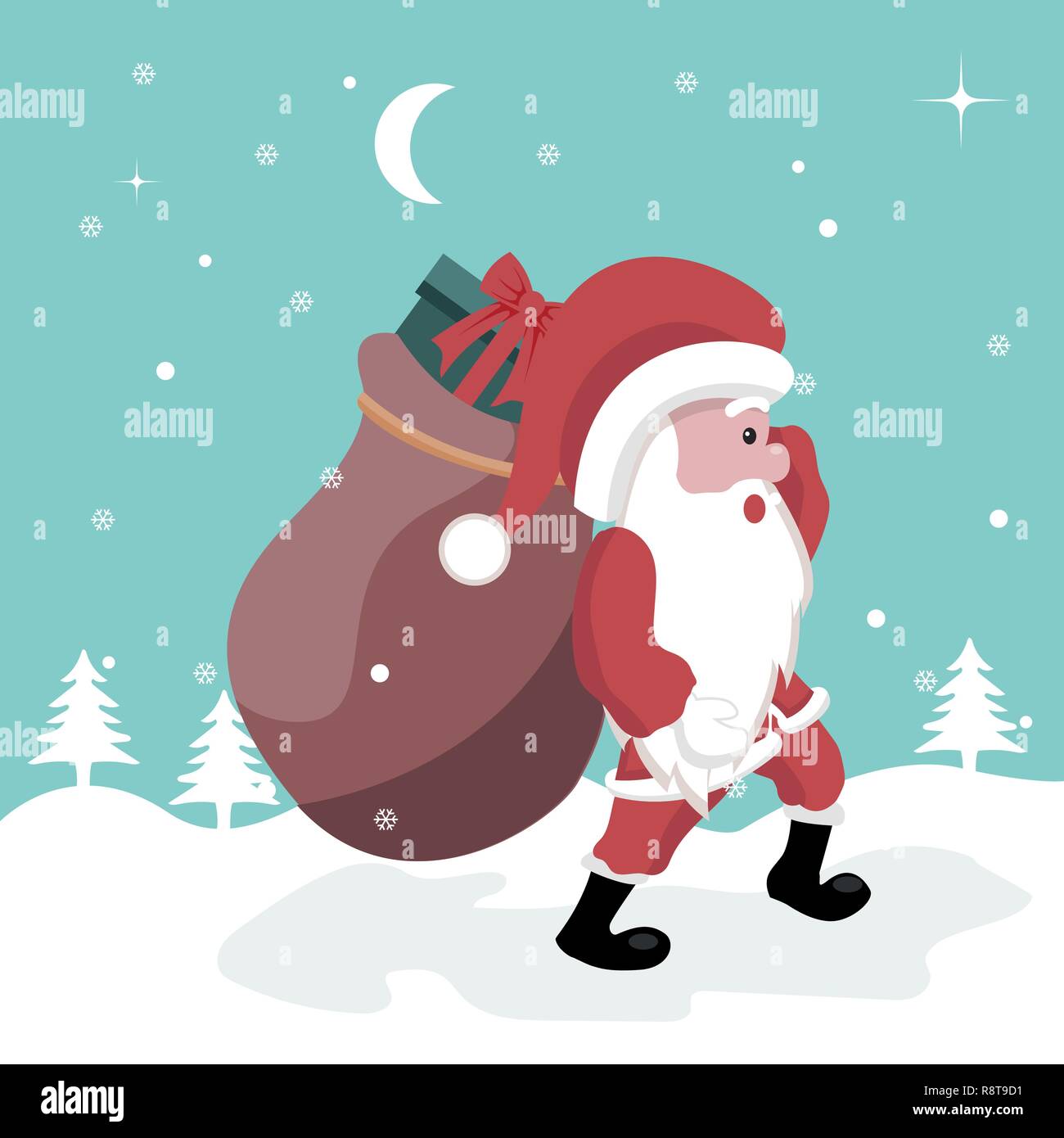 Father christmas with sack Stock Vector Images - Alamy