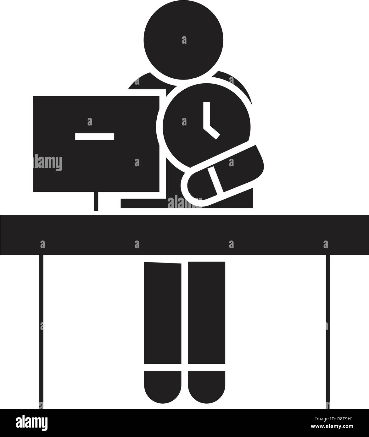 Office time management black vector concept icon. Office time ...