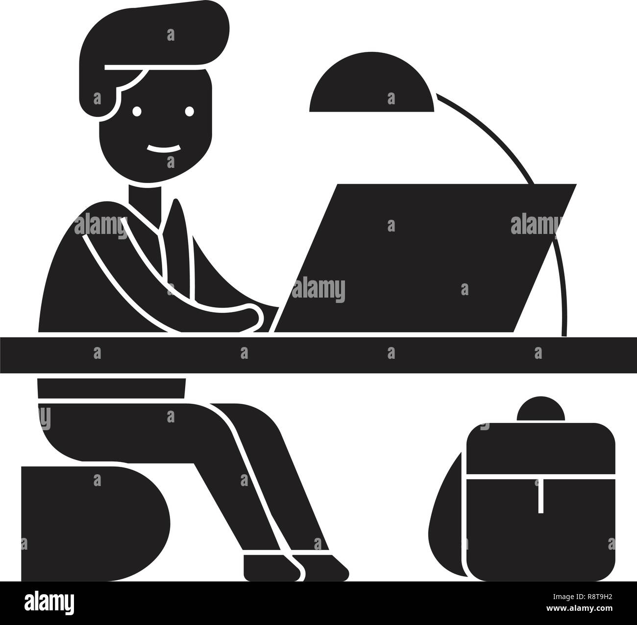 Office work black vector concept icon. Office work flat illustration ...