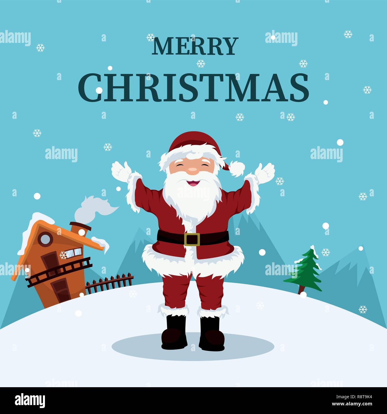 Christmas card of Santa Claus at home in the North Pole Stock Vector ...
