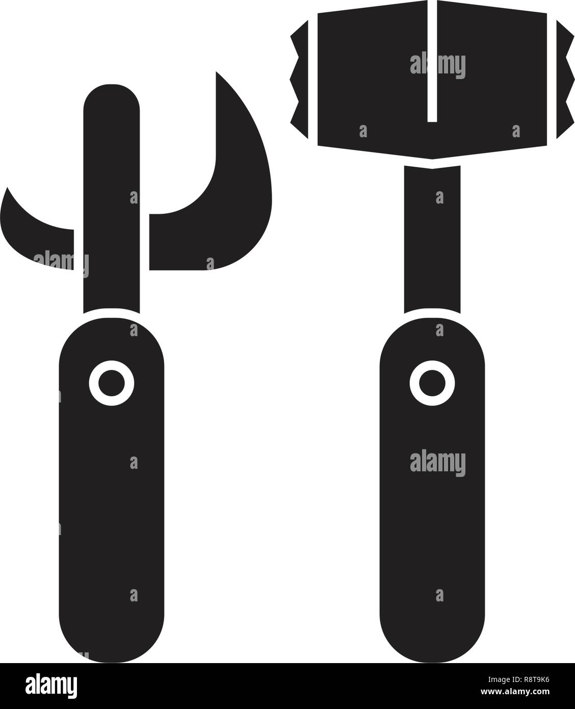 Opener meat mallet black vector concept icon. Opener meat mallet flat ...