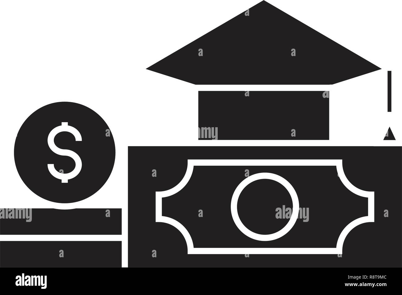 Paid tuition black vector concept icon. Paid tuition flat illustration ...