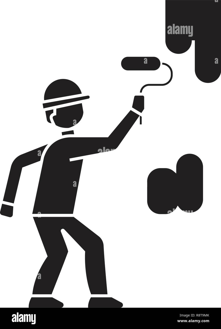 Painting wall black vector concept icon. Painting wall flat ...