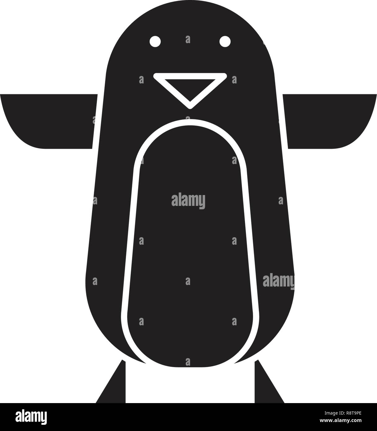 Penguin baby black vector concept icon. Penguin baby flat illustration ...