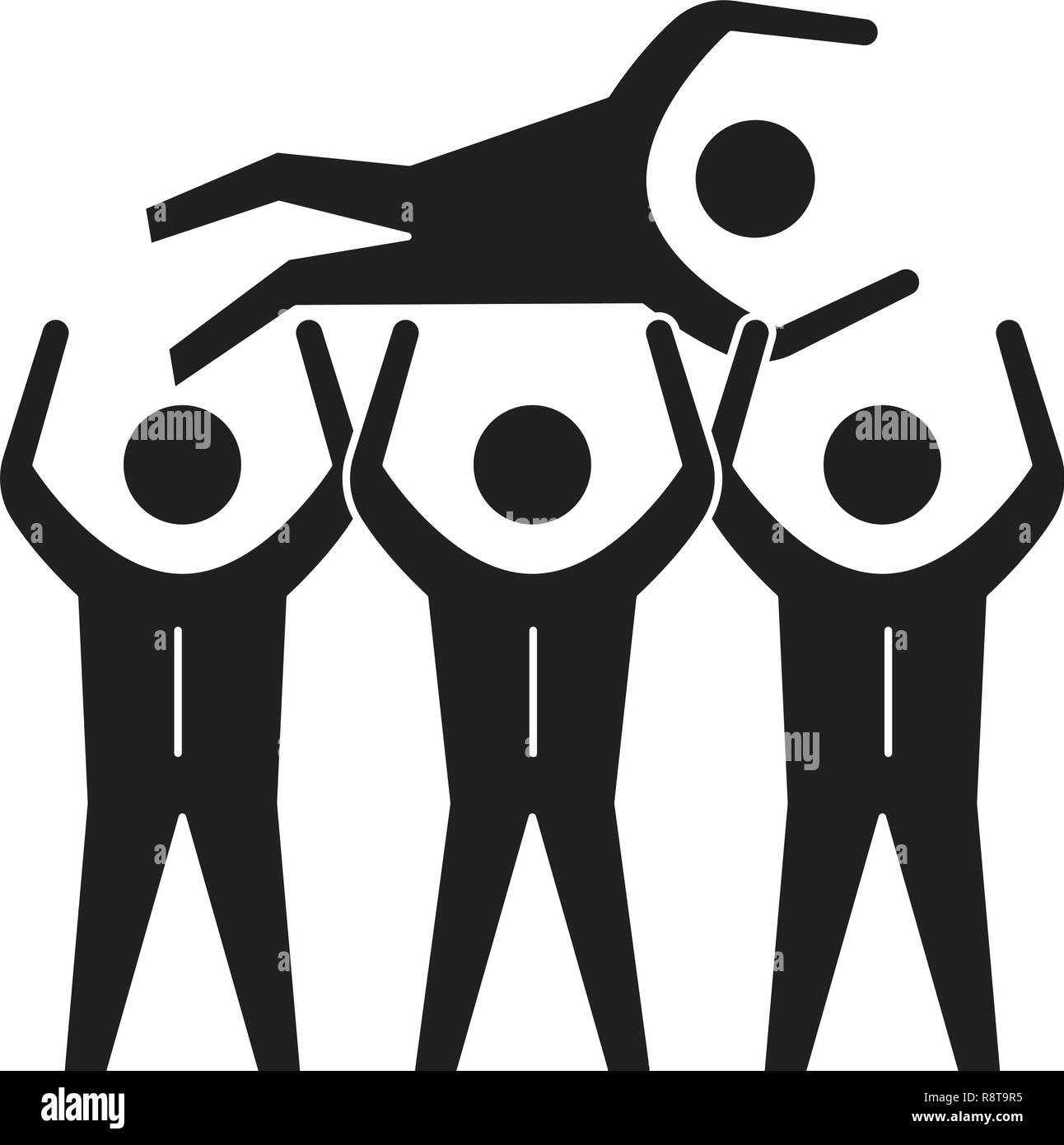 People celebrating black vector concept icon. People celebrating flat ...