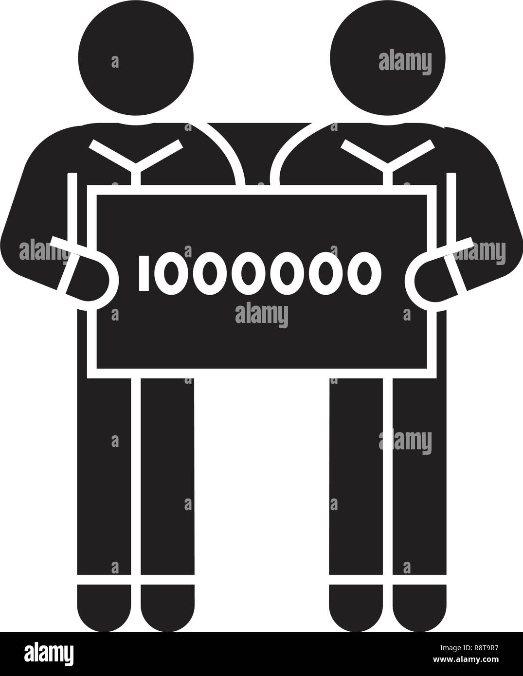 People holding large check of one million dollar black vector concept ...