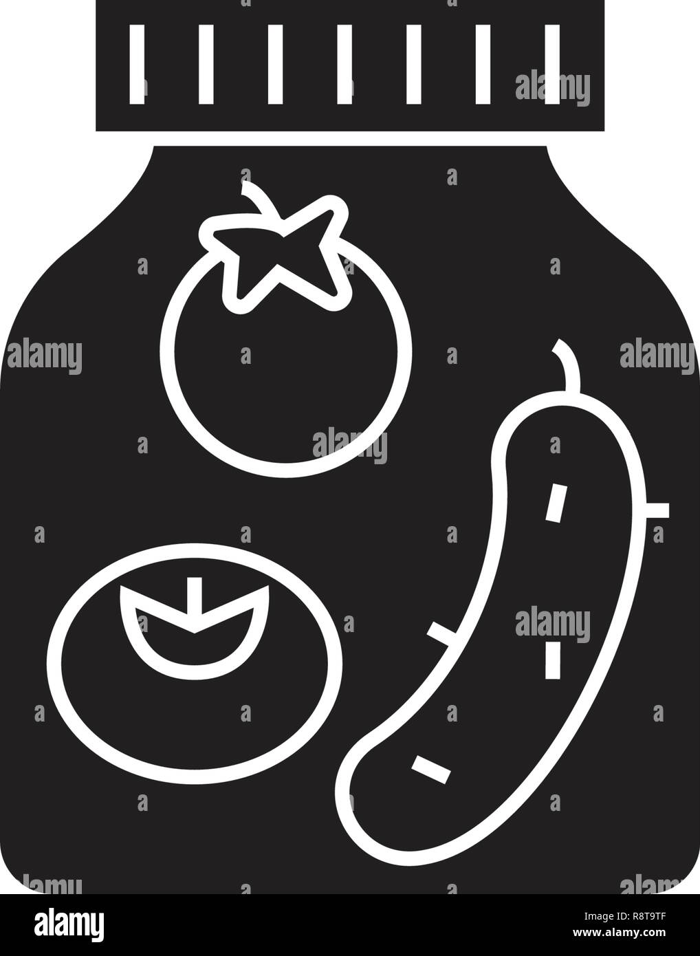 Pickled vegetables jar black vector concept icon. Pickled vegetables ...