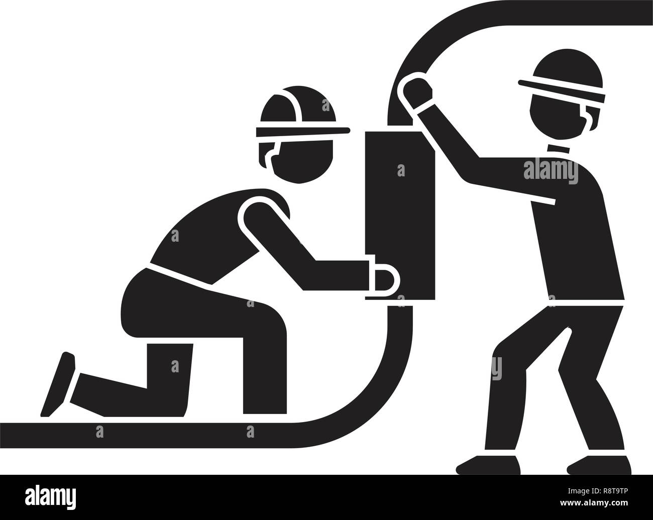 Pipeline construction black vector concept icon. Pipeline construction ...