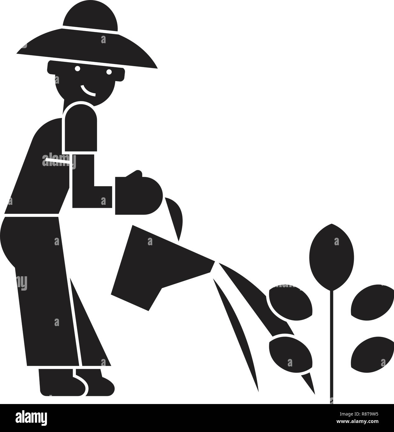 Plant care black vector concept icon. Plant care flat illustration ...