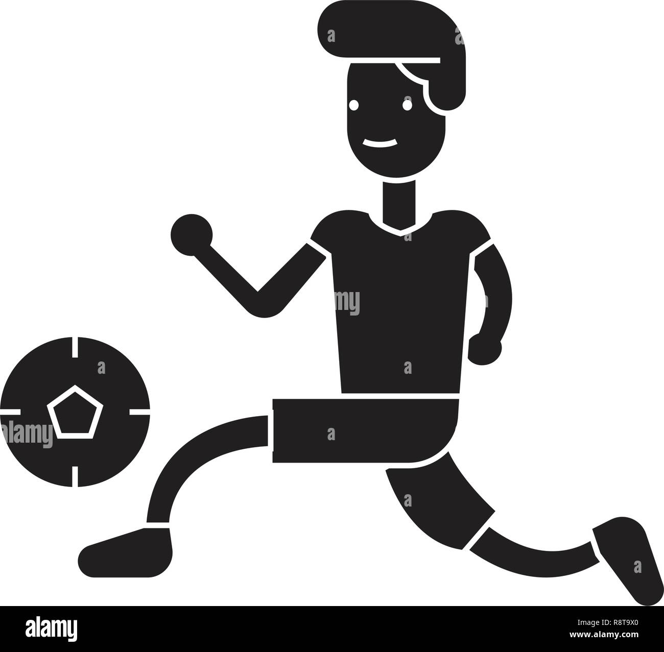 Playing football black vector concept icon. Playing football flat ...
