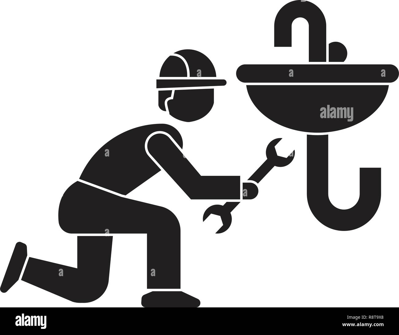 Plumbing maintenance black vector concept icon. Plumbing maintenance ...