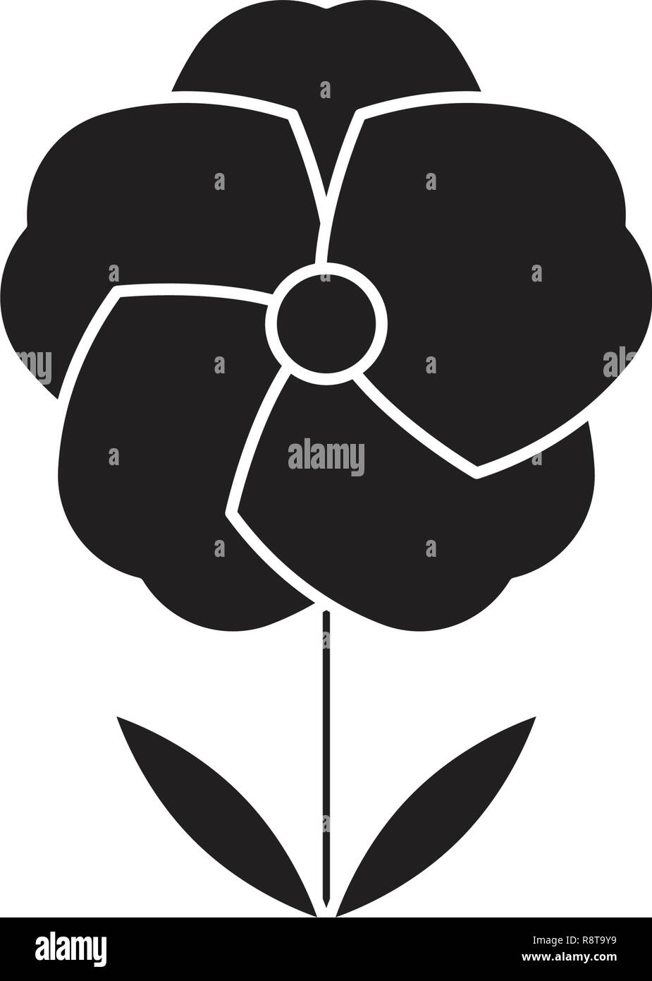 Poppy flower black vector concept icon. Poppy flower flat illustration ...