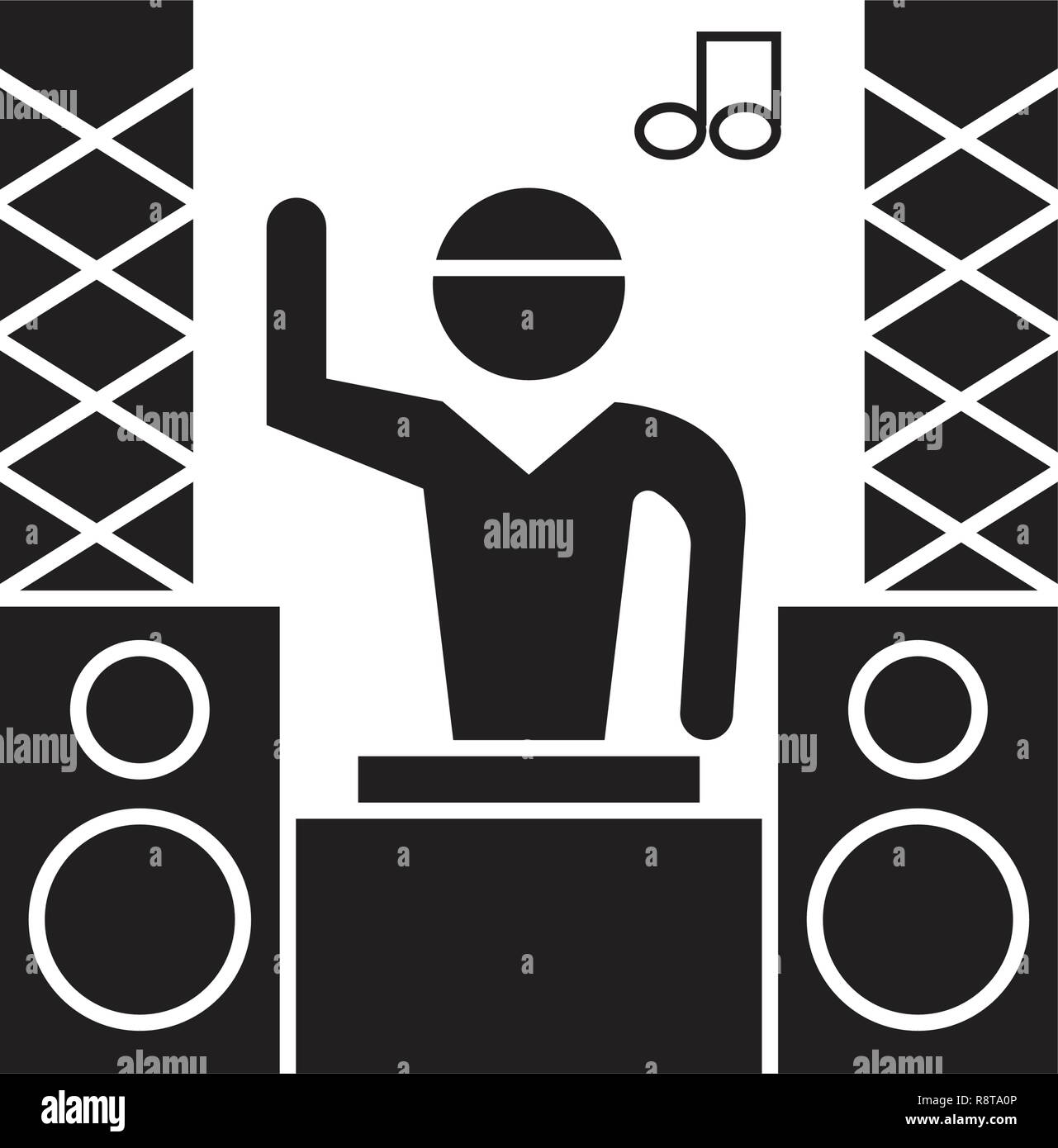 Professional dj black vector concept icon. Professional dj flat ...