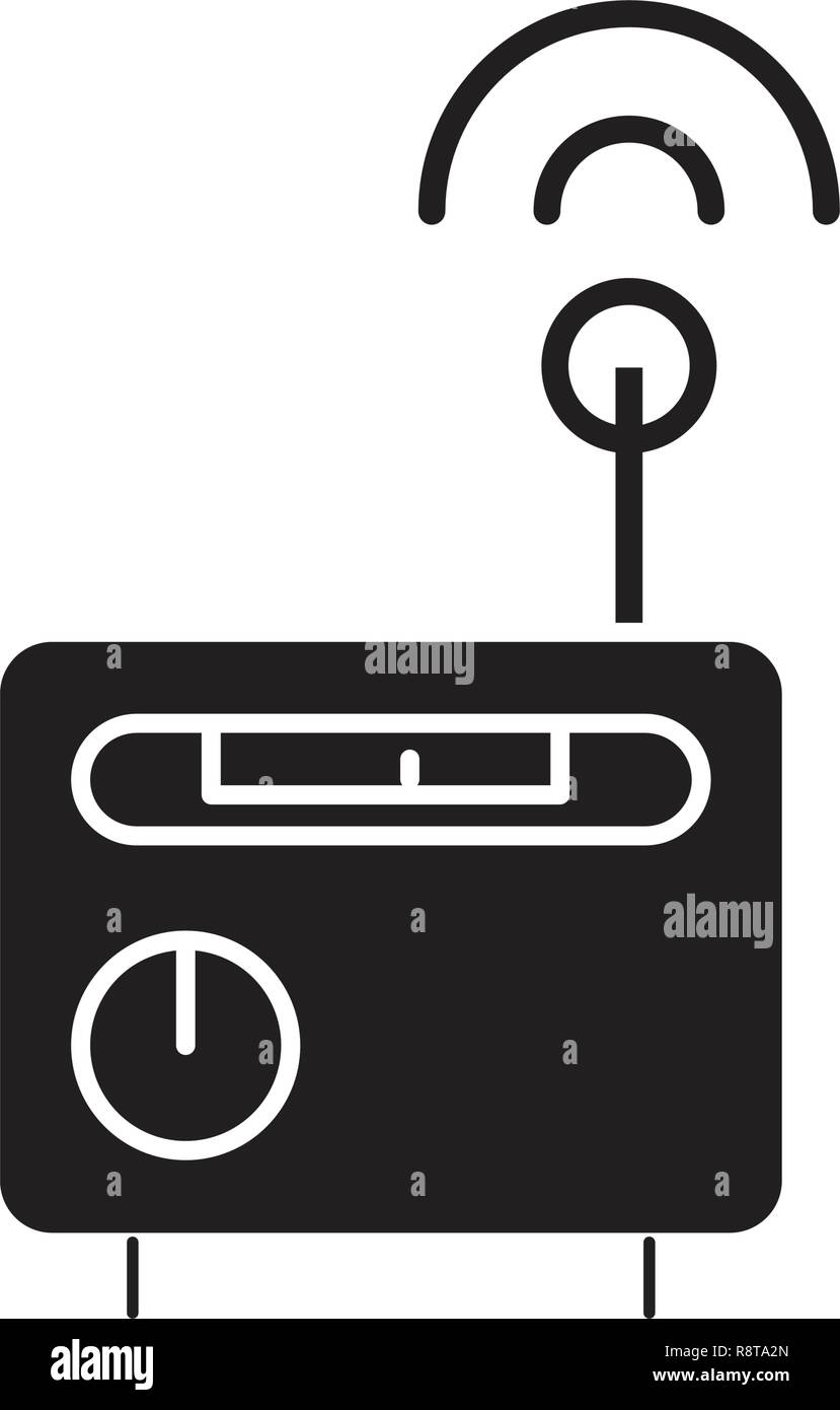Radio receiver black vector concept icon. Radio receiver flat ...