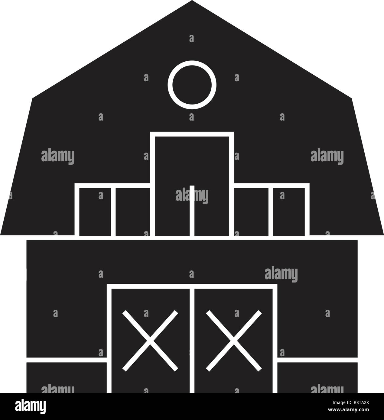 Ranch house black vector concept icon. Ranch house flat illustration ...