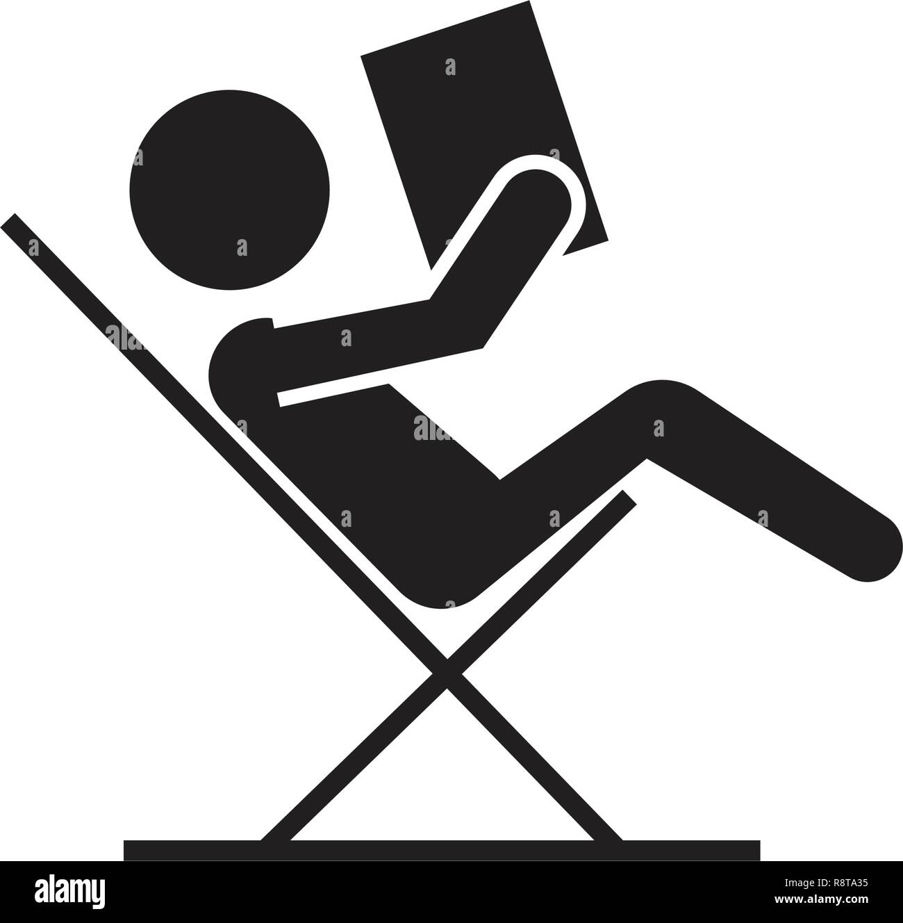 Reading book, sitting in chair black vector concept icon. Reading book ...