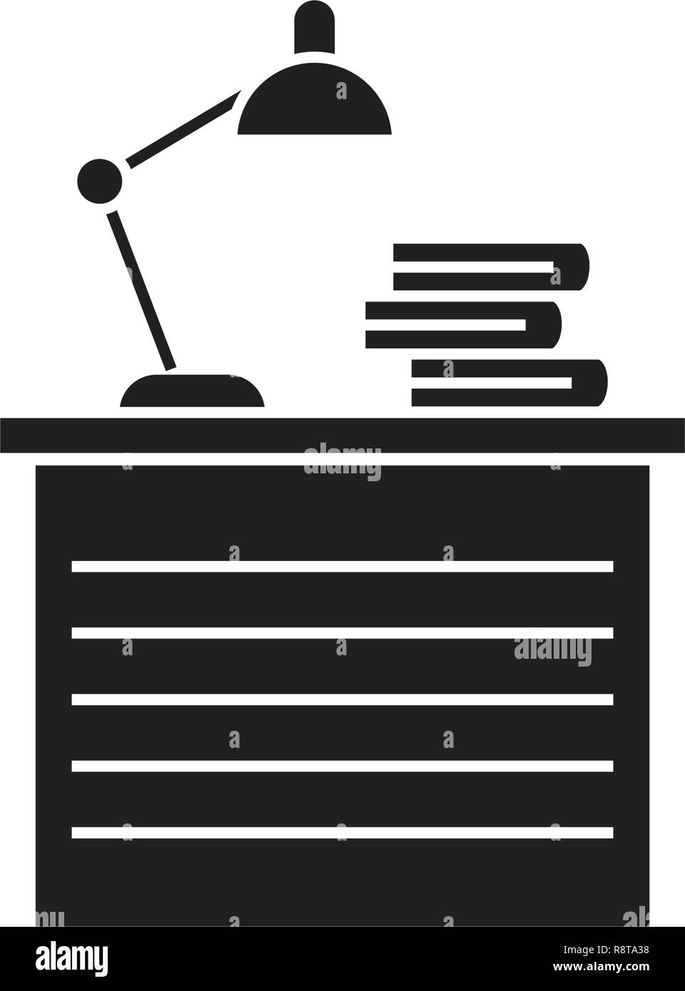 Reading desk black vector concept icon. Reading desk flat illustration ...