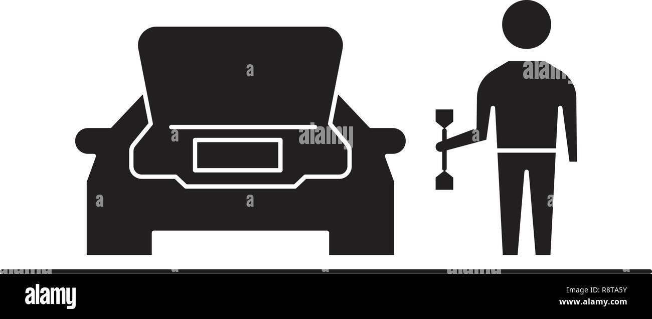 Road breakdown black vector concept icon. Road breakdown flat ...