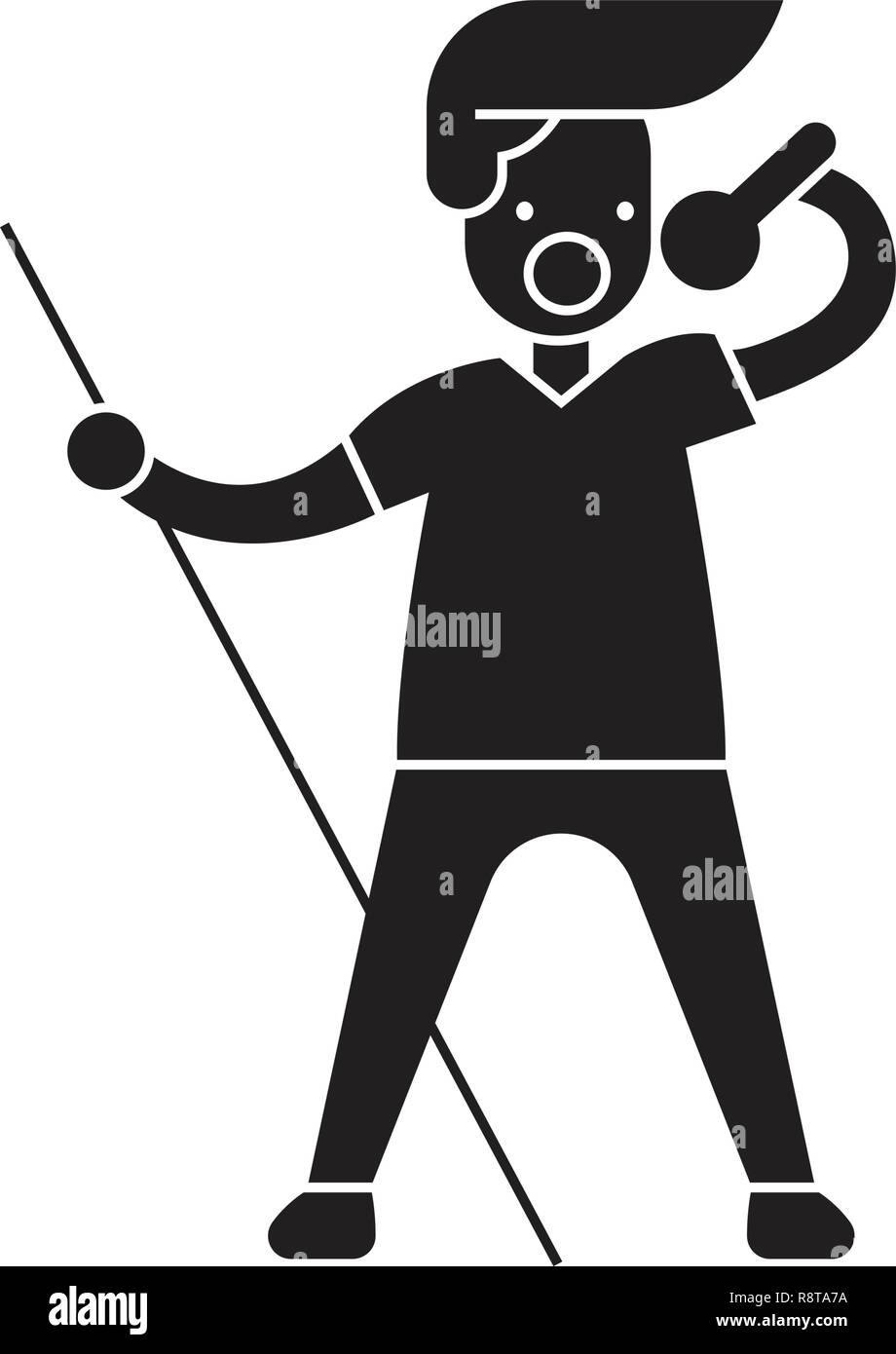 Rock star black vector concept icon. Rock star flat illustration, sign ...