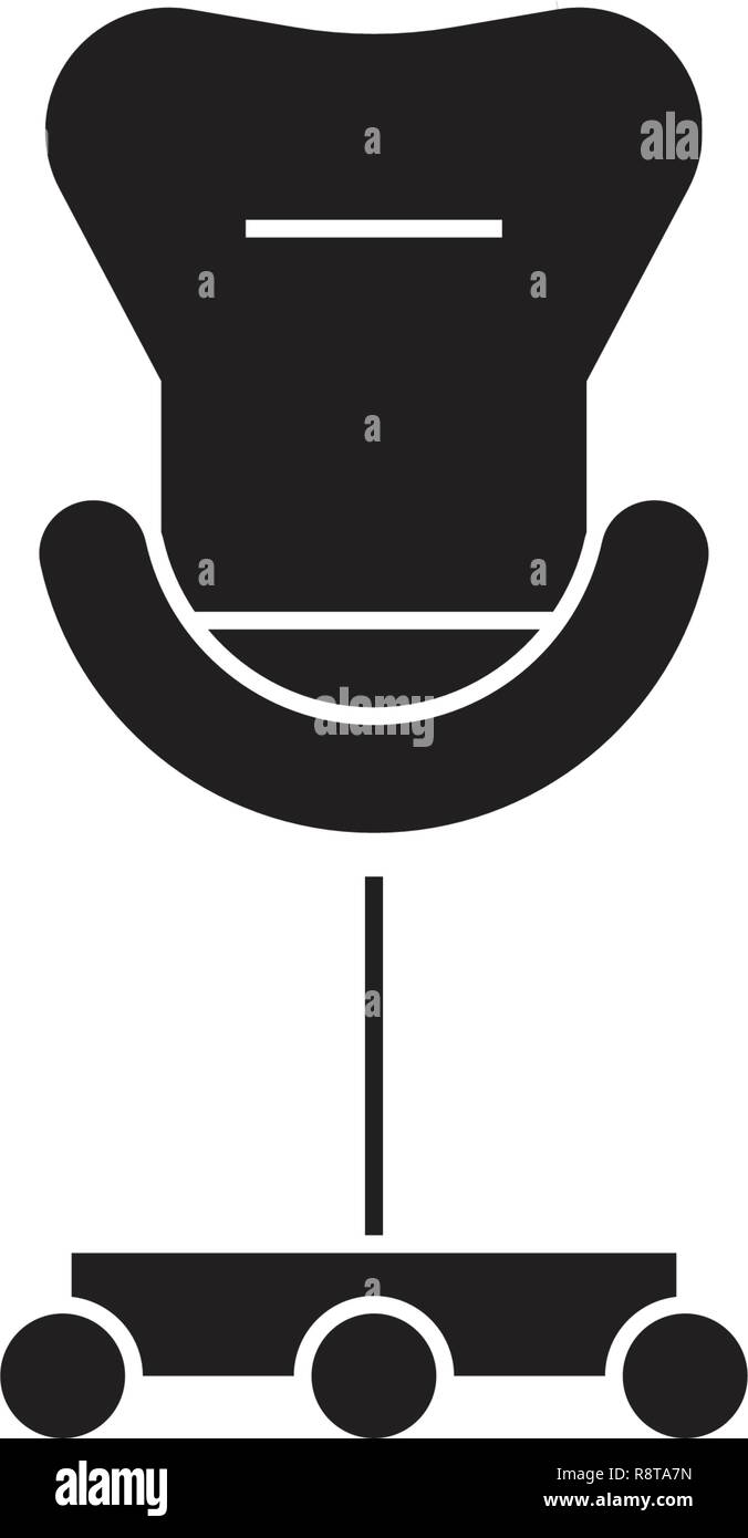 Rolling chair black vector concept icon. Rolling chair flat ...